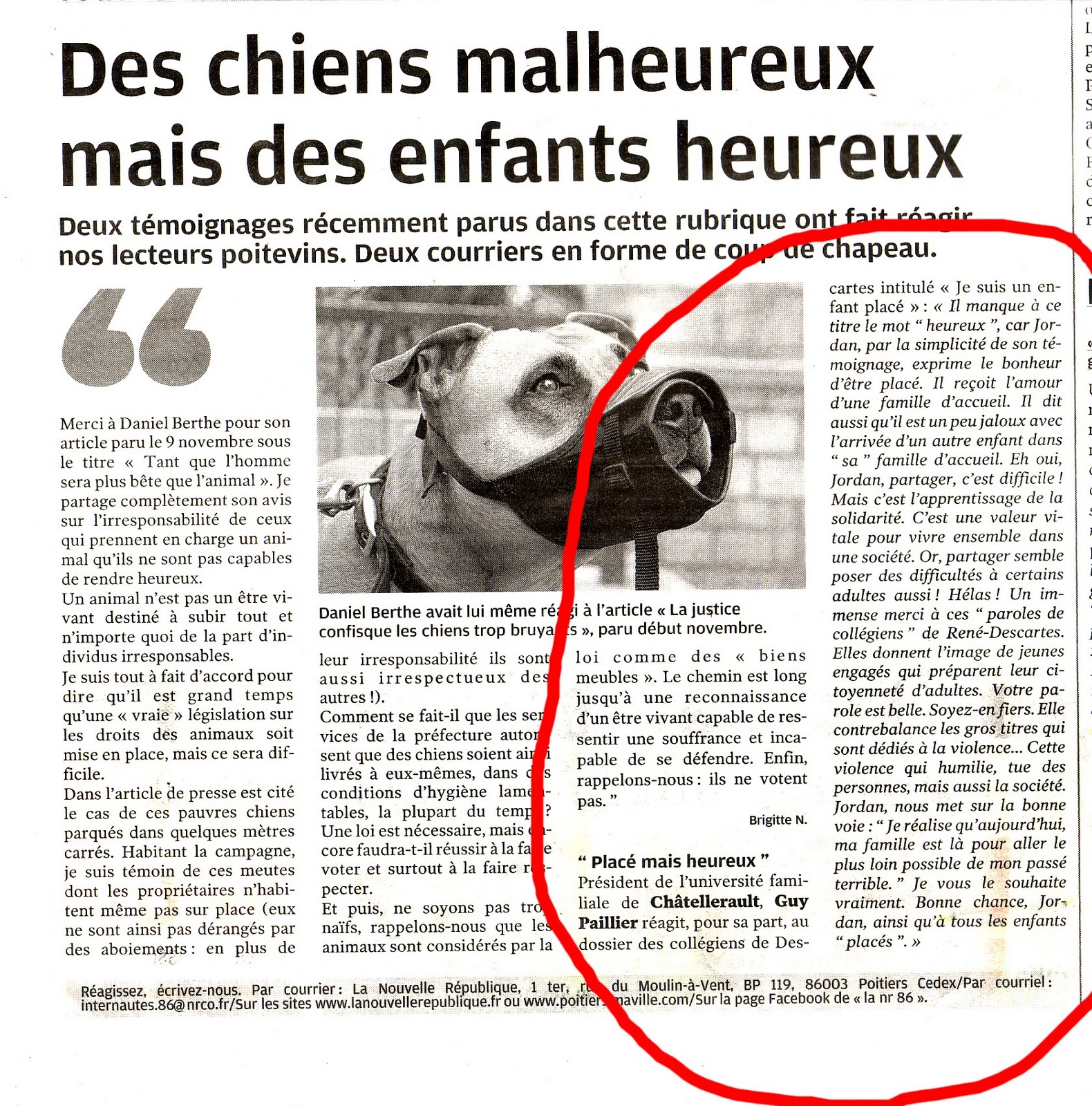 Une réaction de lecteur de la Nouvelle République sur notre article ...