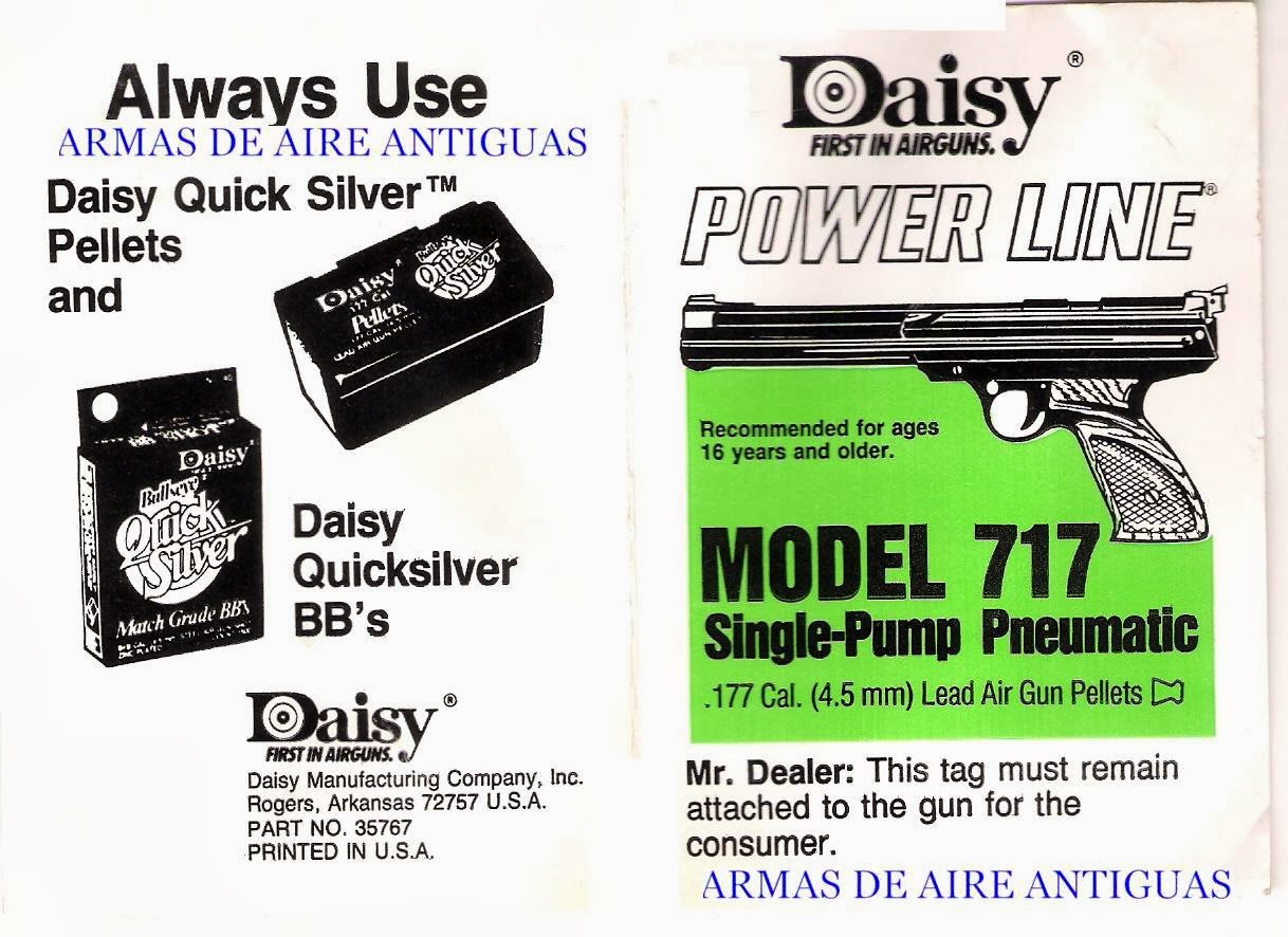 ARMAS ANTIGUAS DE AIRE: PISTOLA DAISY 717