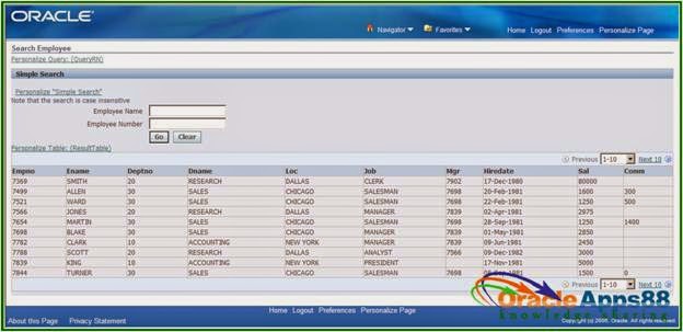 Oracle Applications: Oracle Application Framework (OAF) - Creating Search Page