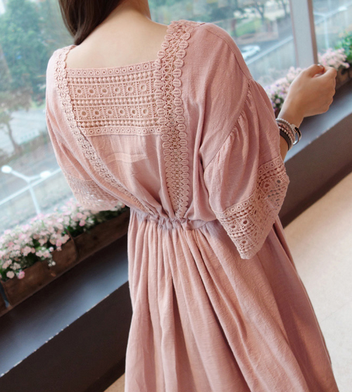[Miamasvin] Drawstring Waist Lace Trim Dress | KSTYLICK - Latest Korean ...