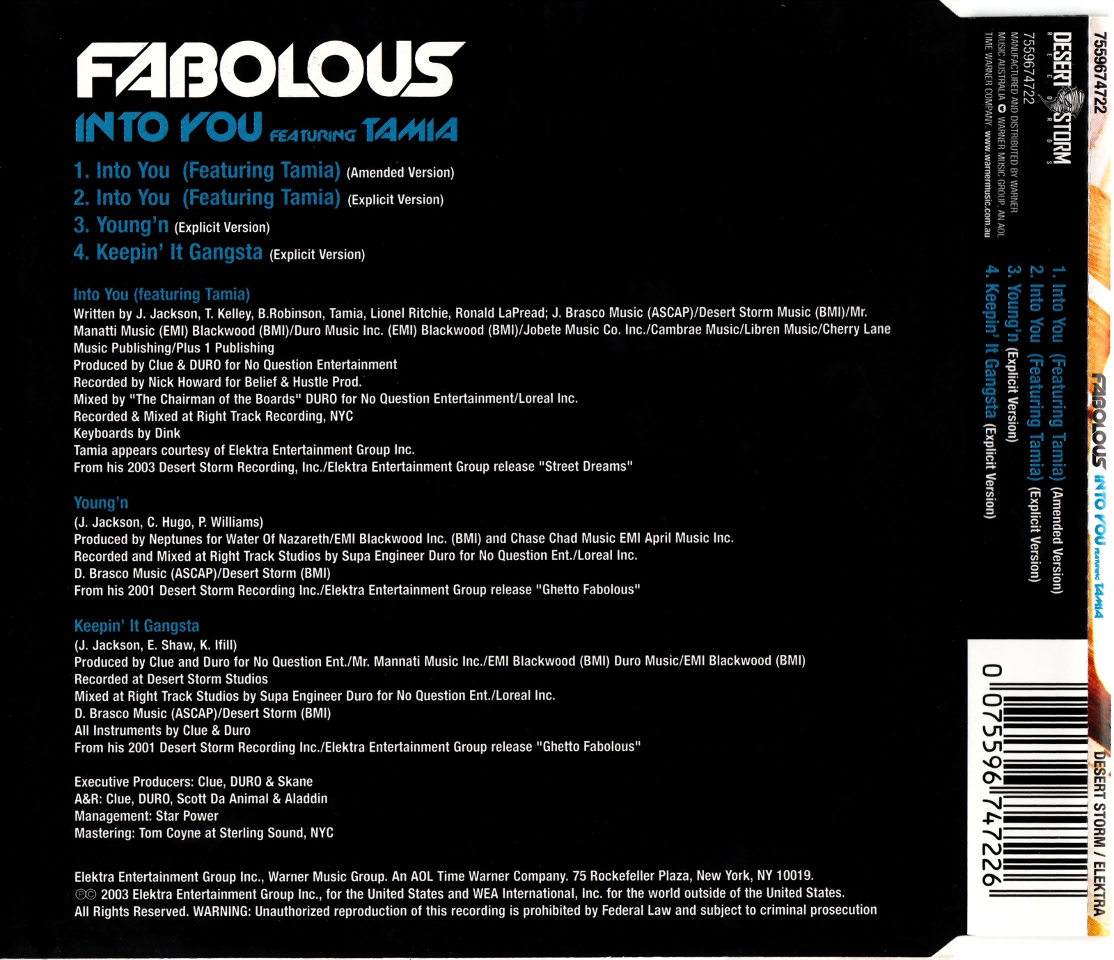 highest level of music: Fabolous Feat. Tamia - Into You-(AU_CDS)-2003