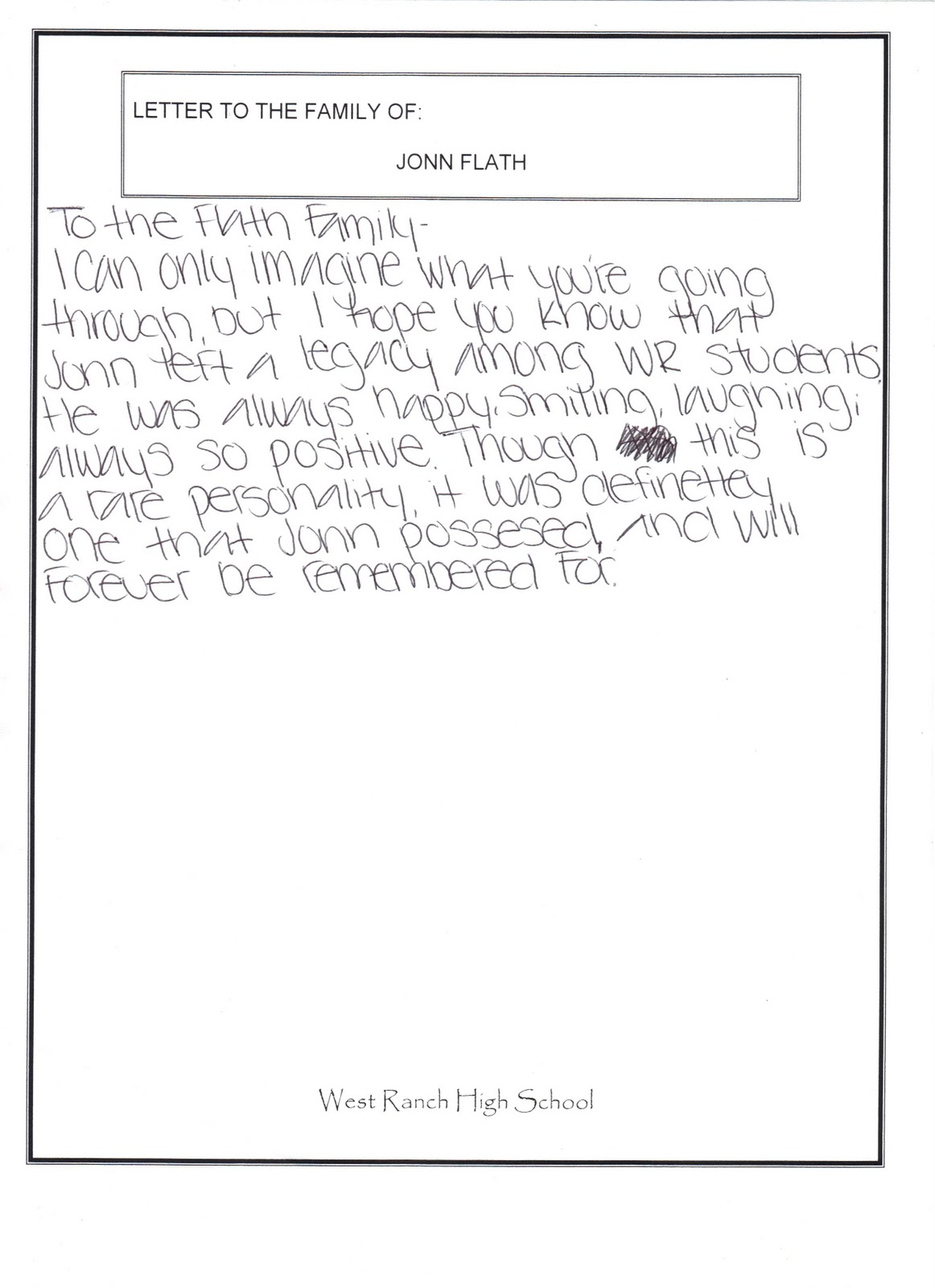 Jonn Scott Flath: Letters from Jonn's Friends 10/24/11