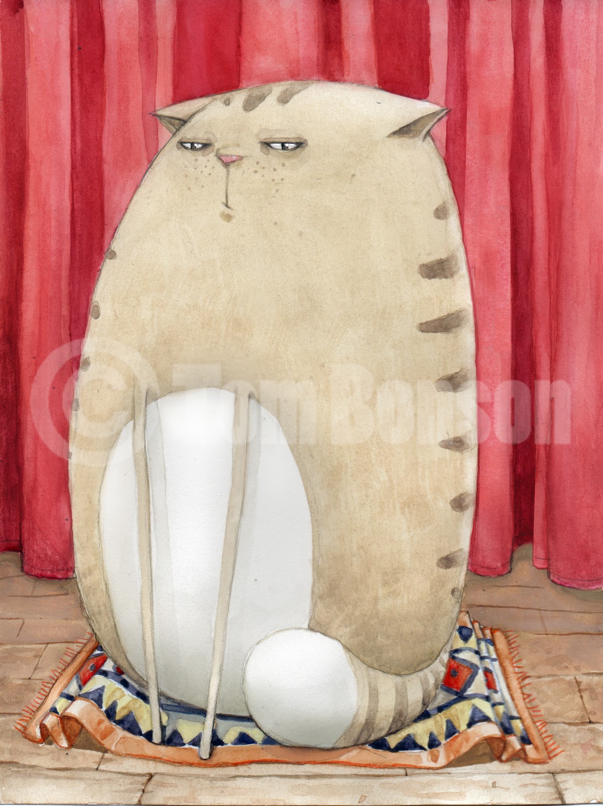 Tom Bonson Illustrations: Cat on a mat