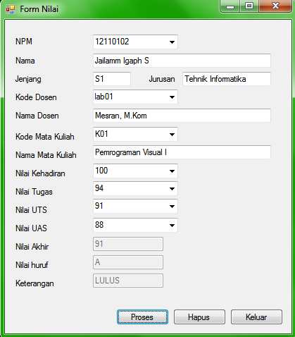 Contoh Program Sederhana VB.NET 2008 Form Nilai - Blognya Igaph