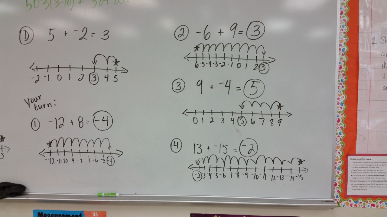 Mrs. Negron 6th Grade Math Class: Adding Integers with Different Signs