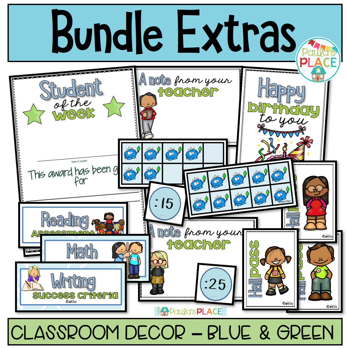 Paula's Place Teaching Resources: Classroom Decor Mega Bundle - Blue ...