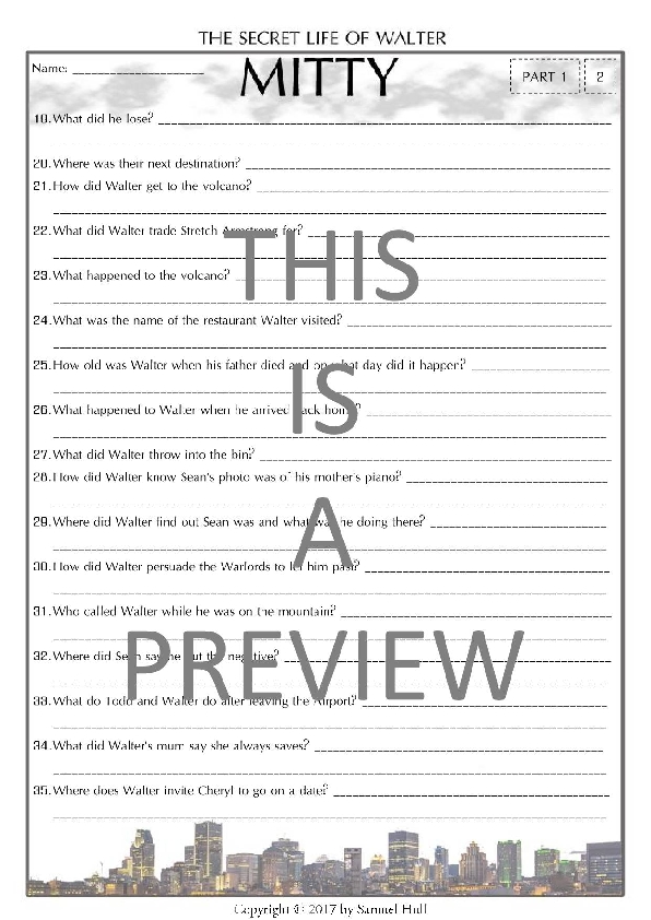 The Secret Life of Walter Mitty (2013) - Movie Questions + Activities ...