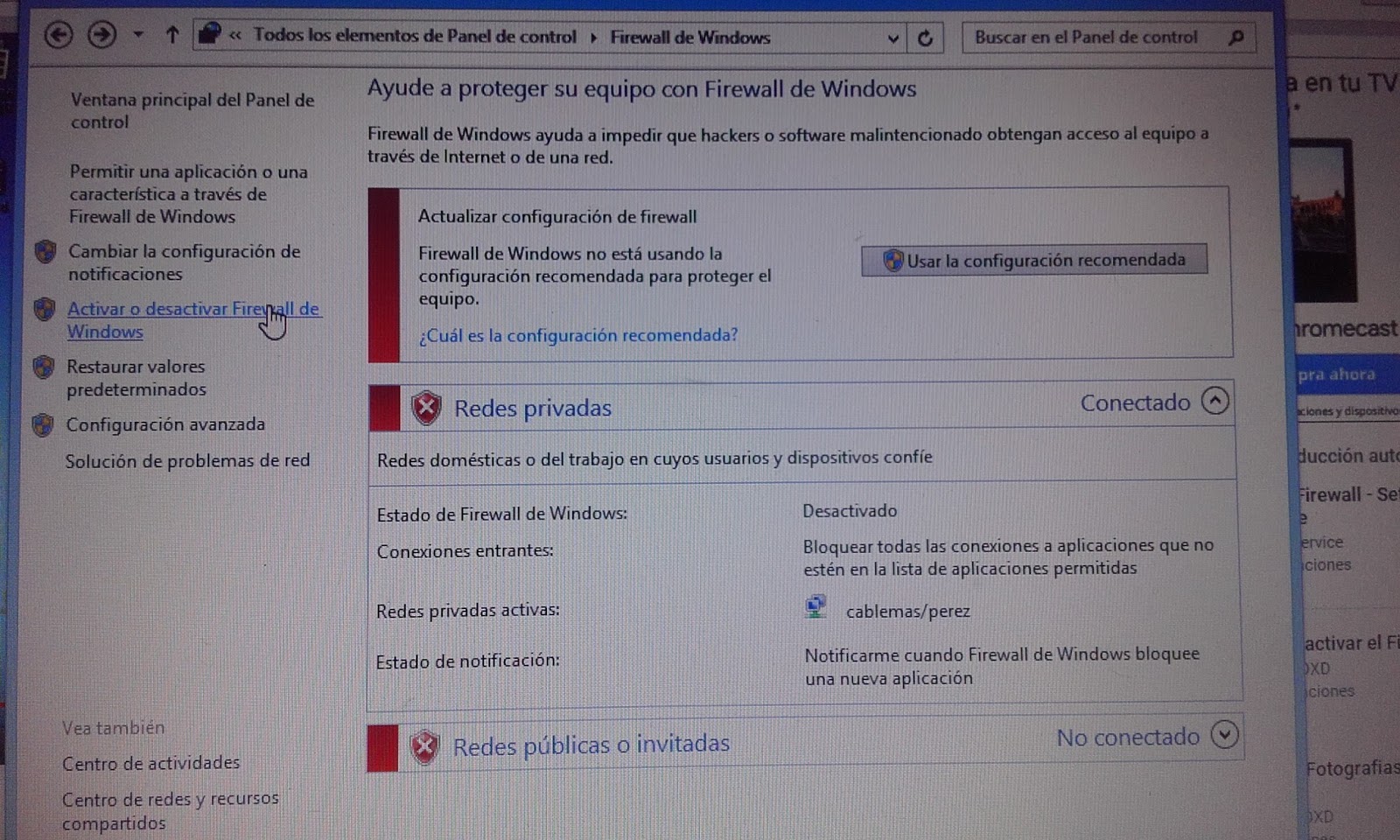 seguridad informatica: activar firewall