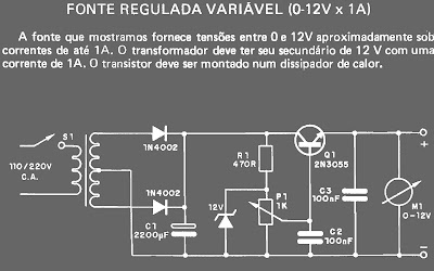 Eco Eletro Eletrônica.: FONTE REGULAVEL DE 0-12V X 1A.