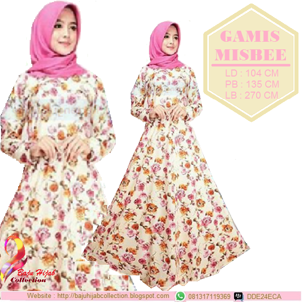 Gamis Misbee Cream Motif Bunga - Rp 110.000 - Baju Hijab Collection