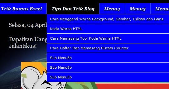 Bang Mamen: Cara Memasang Menu Bar dan Sub Menu Bar di Halaman Blog