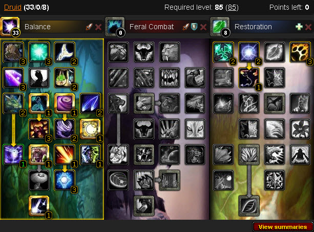 World Of Warcraft - Arquelao: Popular Level 85 Druid Talent Builds ...