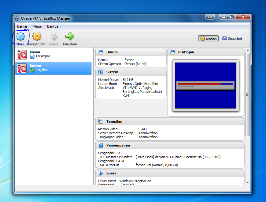 Virtualisasi Installisasi Debian (64-bit) di Linux menggunakan Oracle ...