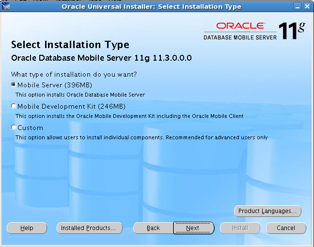 Oracle Database Mobile Server Installation