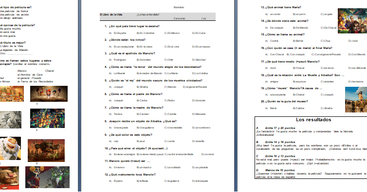 Les quichotteries de Delphine: El Libro de la Vida - Quizz