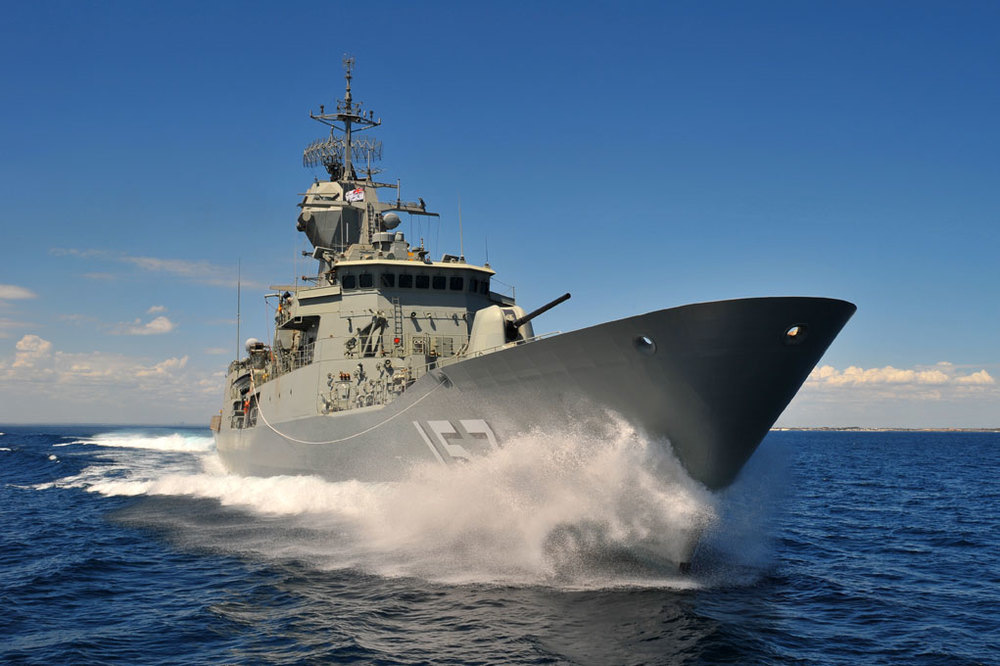 Military and Commercial Technology: First RAN Anzac-class frigate ...