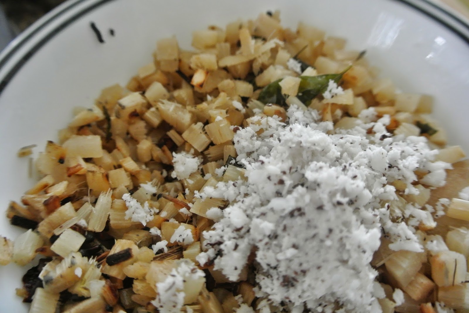 Praba's yummy experiments: Vazhai Thandu Poriyal(Banana Stem Poriyal ...