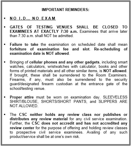 CSC released Civil Service Examination details and requirements for ...