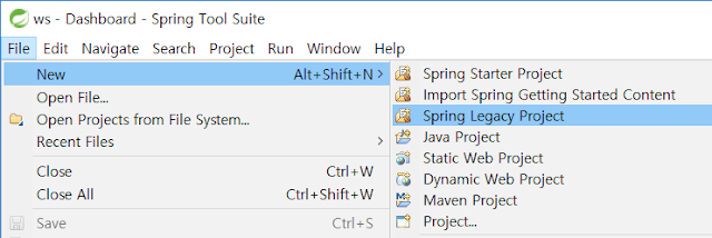 스프링(STS) Spring Legacy Project에서 Spring MVC Project가 안보일 때 : kuzuro