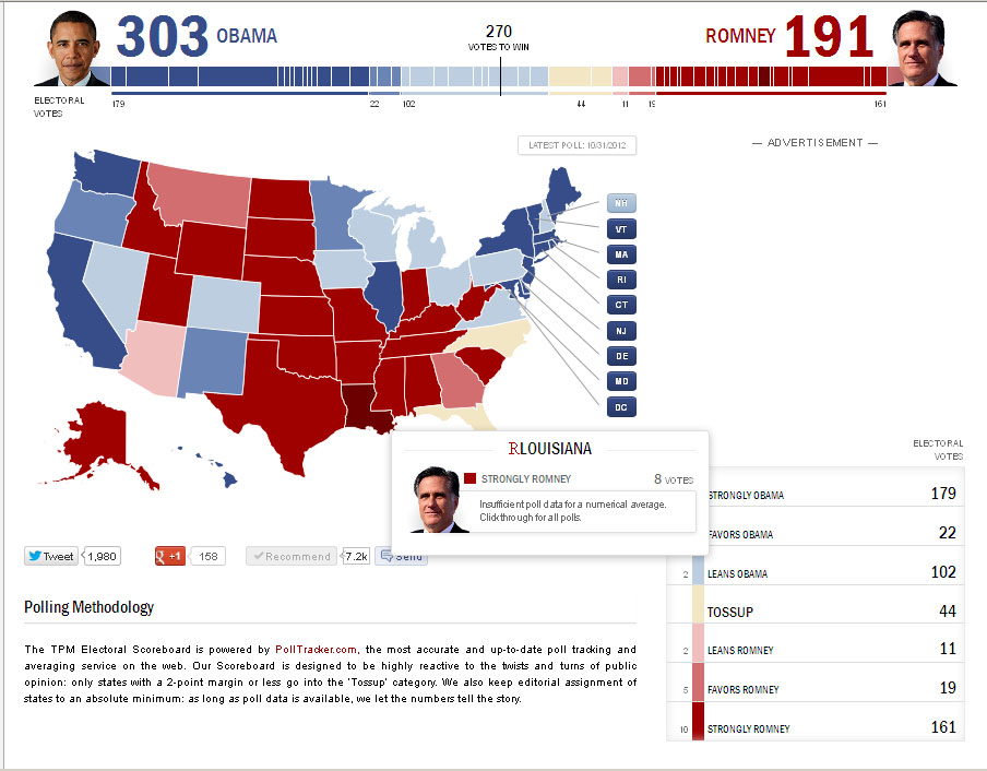 ELECTORAL COLLEGE MAP SHOWS FOR OBAMA