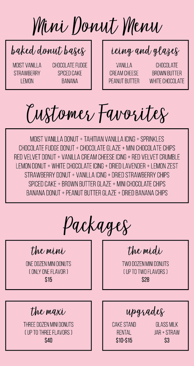 SUGAR AND SOIRÉES: Mini Donut Menu