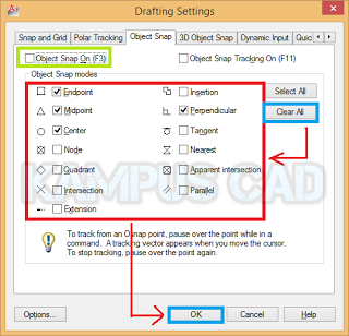CARA MENGGUNAKAN OSNAP DI AUTOCAD atau HOW TO USE OSNAP IN AUTOCAD