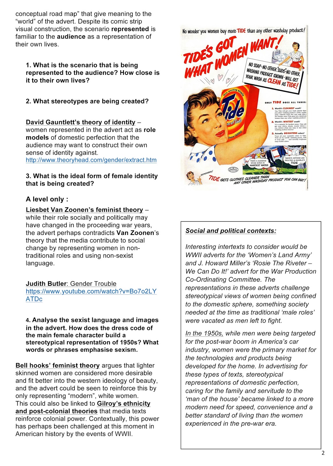 A level Media Studies 2017-19 CHCHS (Eduqas) : TIDE PRINT ADVERT ...