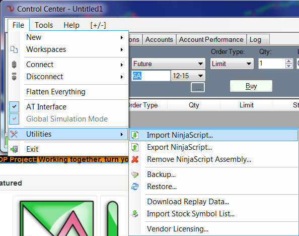 How to import Ninjascript (indicators or strategies)