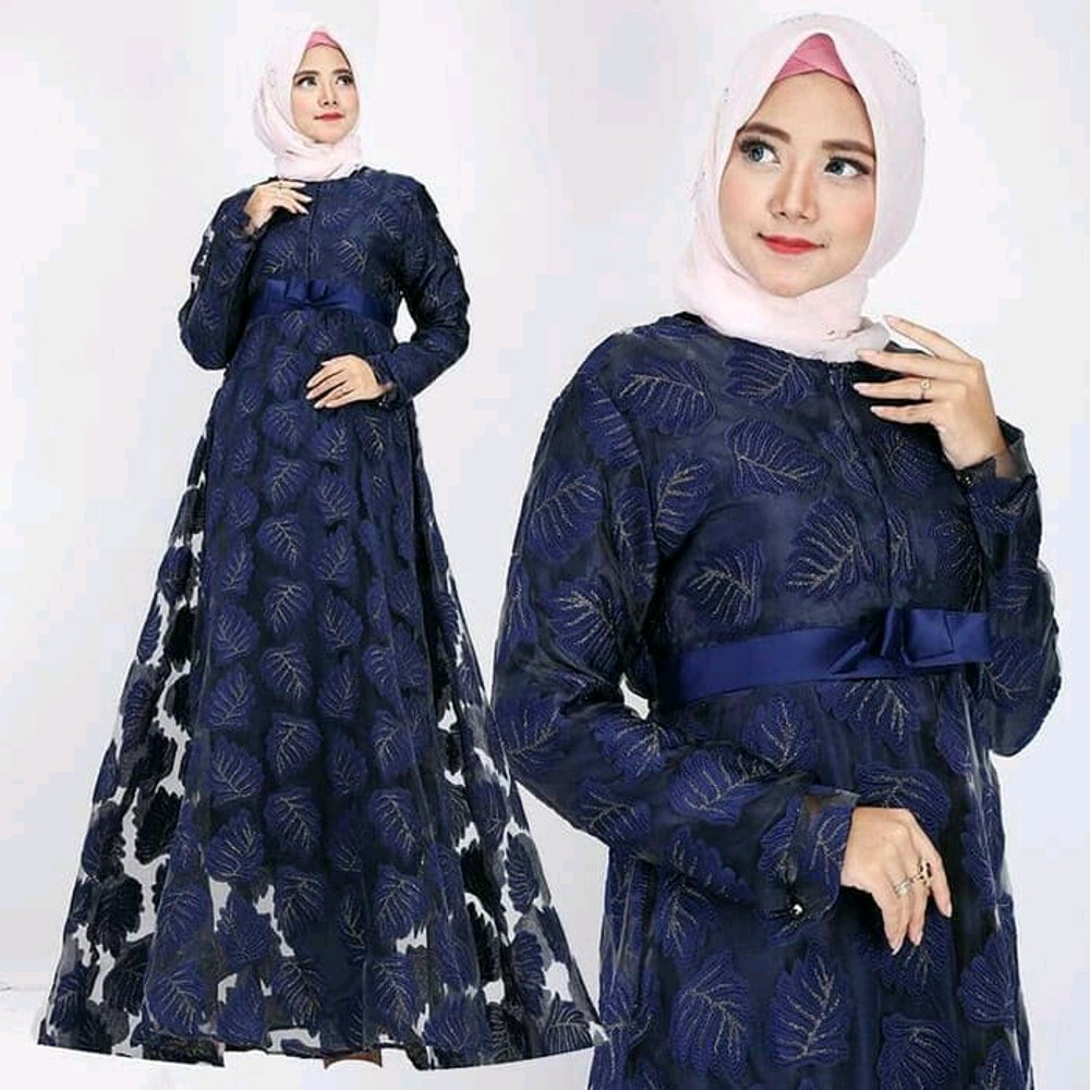 24 Model Baju Gaun Pesta Brokat Terusan Lengan Panjang Mewah dan Modern ...