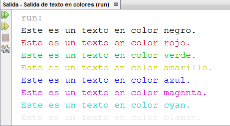 Salida de texto en diferentes colores en NetBeans ~ Nef Zone