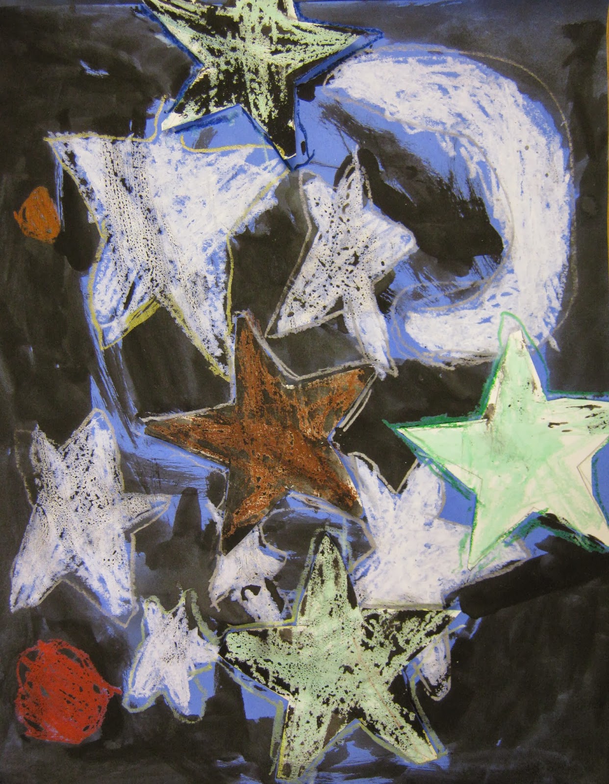 Art with Mrs. Kim : Stars in the Night Sky by 1st grade
