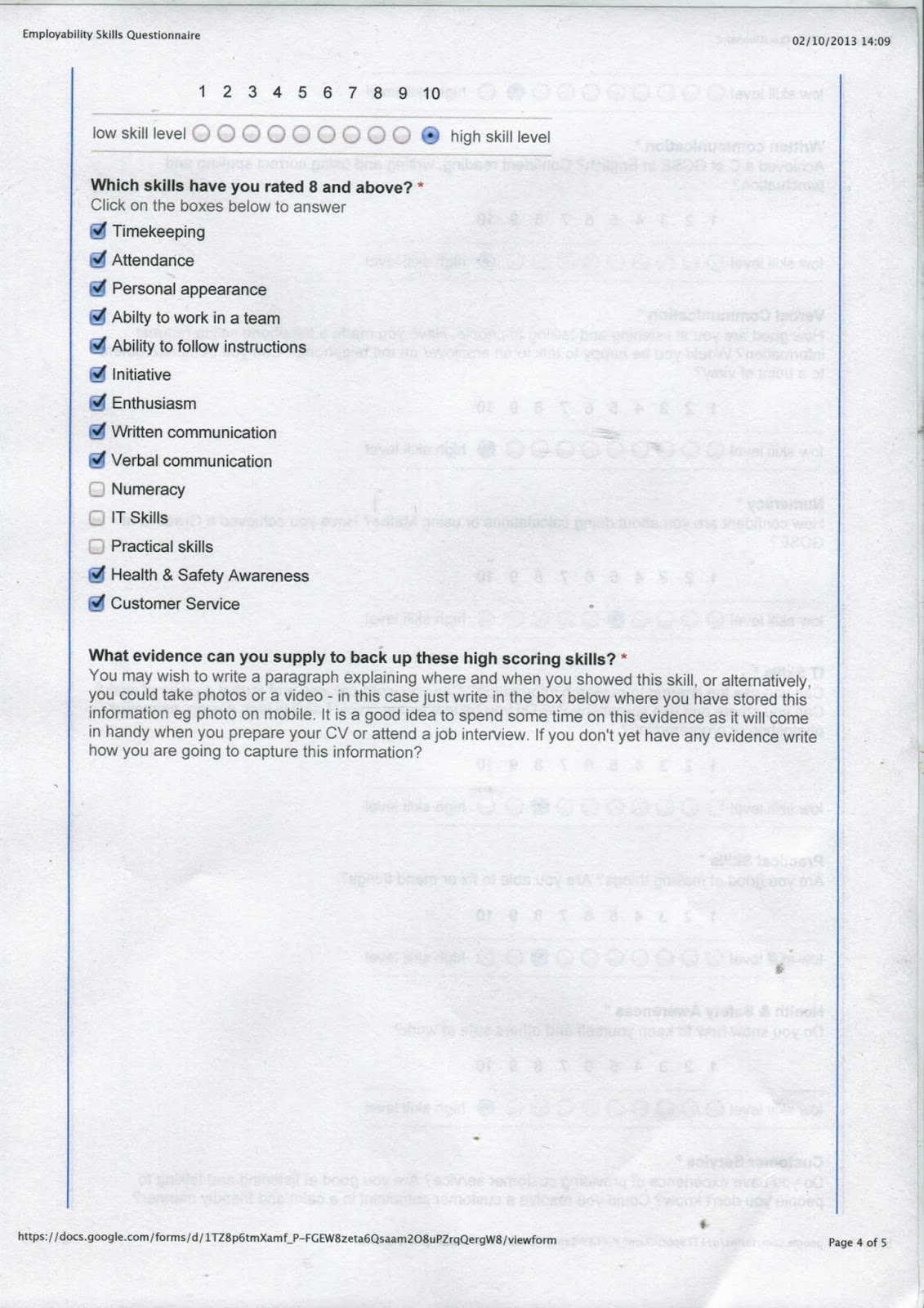 Lauren Willams : Employability Skills Questionnaire