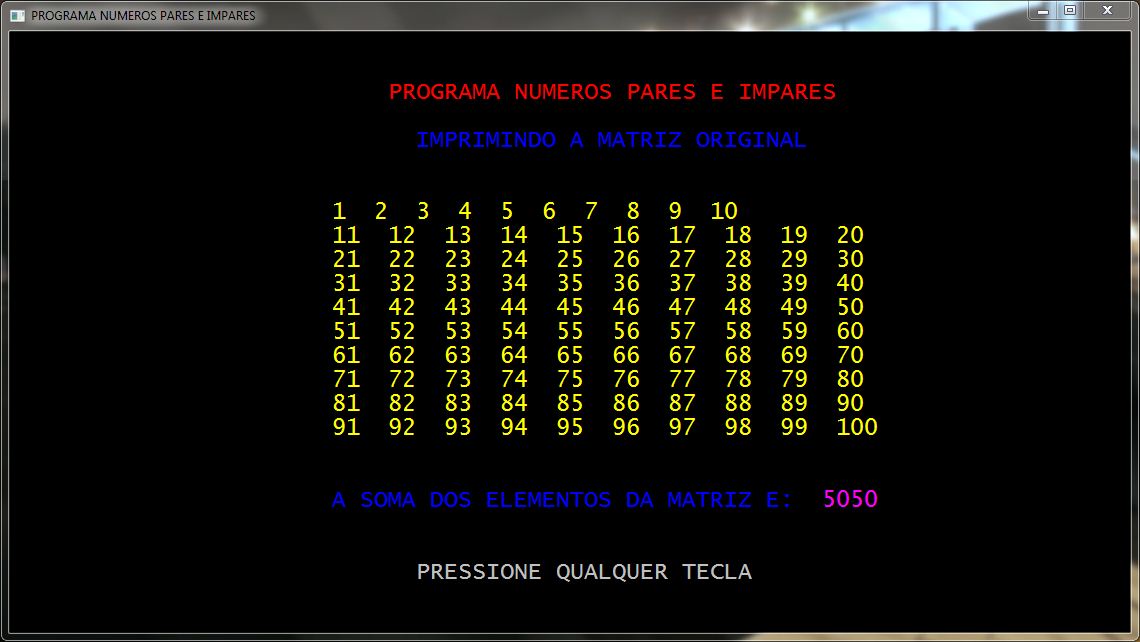 Samuel Lima - Programador C/C++ : Programa Números Pares e Ímpares