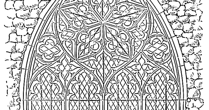 Three Hymns and church window coloring pages | Color The Bible