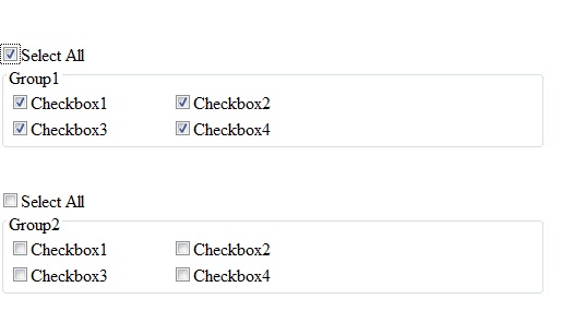 SQL and Database: Select All check boxes inside a div