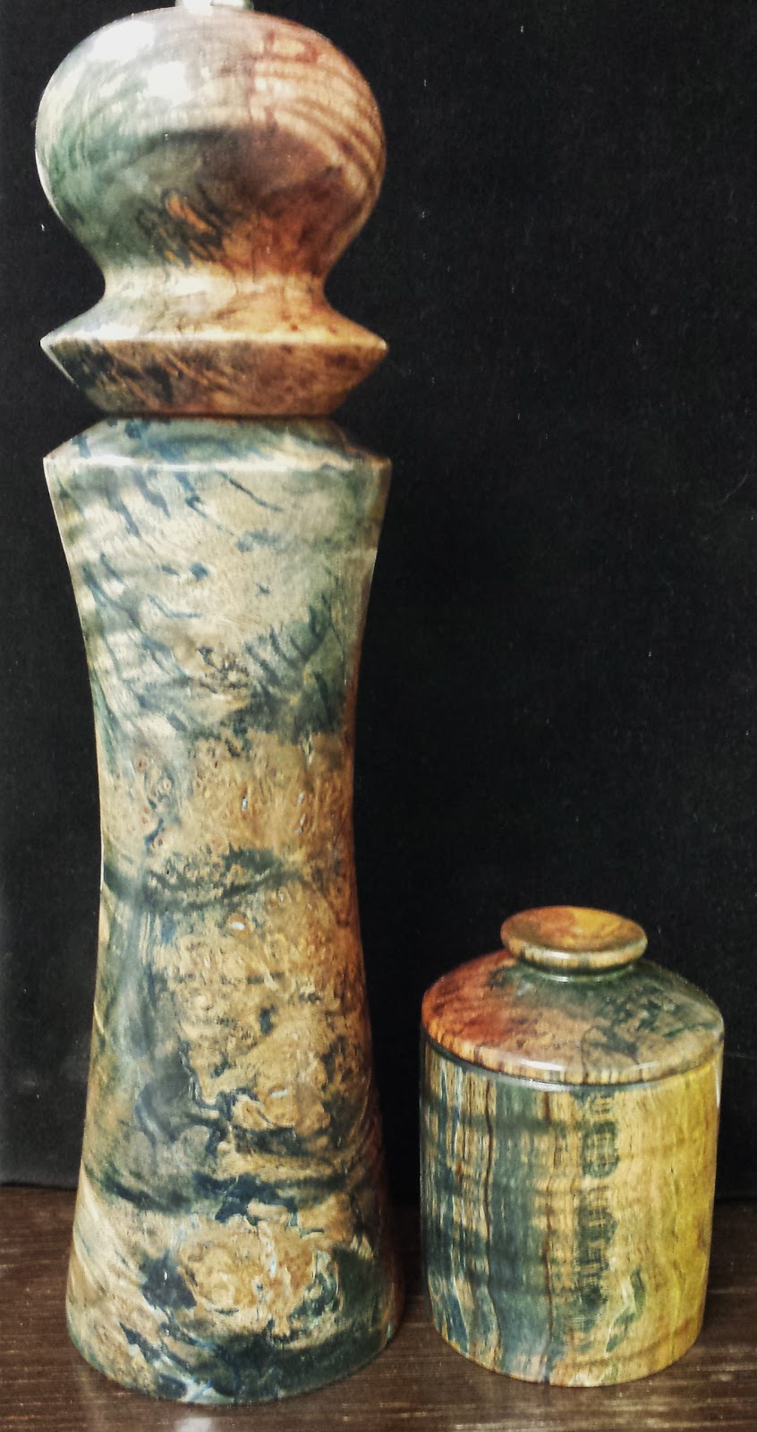 A favorite project of a custom peppermill, from spalted Maple.