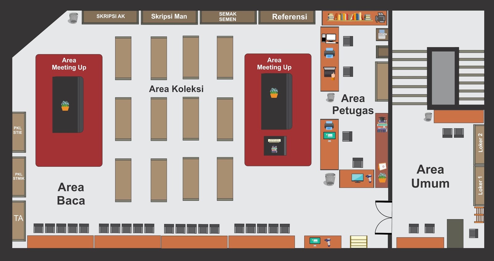 Denah Ruangan Perpustakaan - PERPUSTAKAAN ASIA MALANG