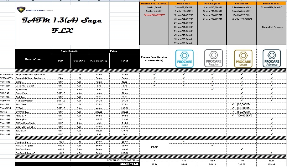 Emerald Technic Proton Service: SERVICE PACKAGE