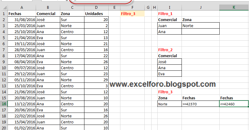 VBA: Macro de un Filtro Avanzado condicionado según celda validada. | EXCEL FORO: Un blog de Excel