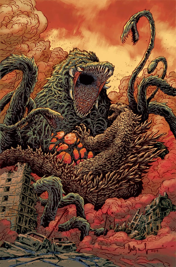 DaveDrawsComics: The Blog!: Godzilla: Cataclysm #2 cover art process