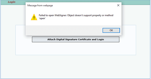 Failed To Open Websigner Object Doesn T Support Property Or Method Open Error On Ireps