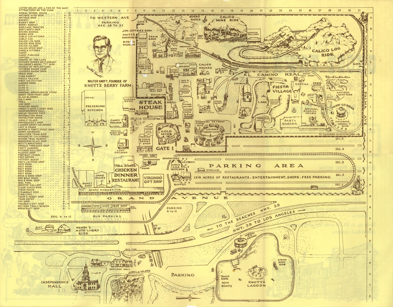 Vintage Disneyland Tickets: Knott's Berry Farm Map - 1969