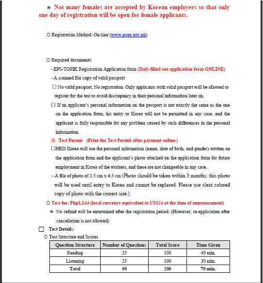 POEA Announces the Registration for the 13th Korean Language Test (KLT ...