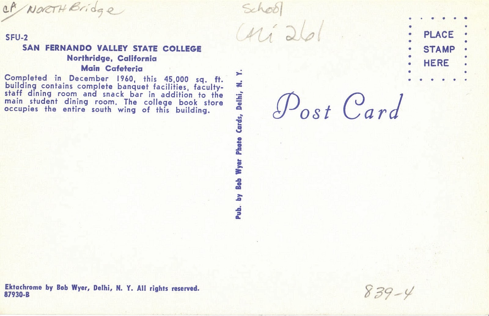 CSUN College Book Store Postcard | San Fernando Valley Blog