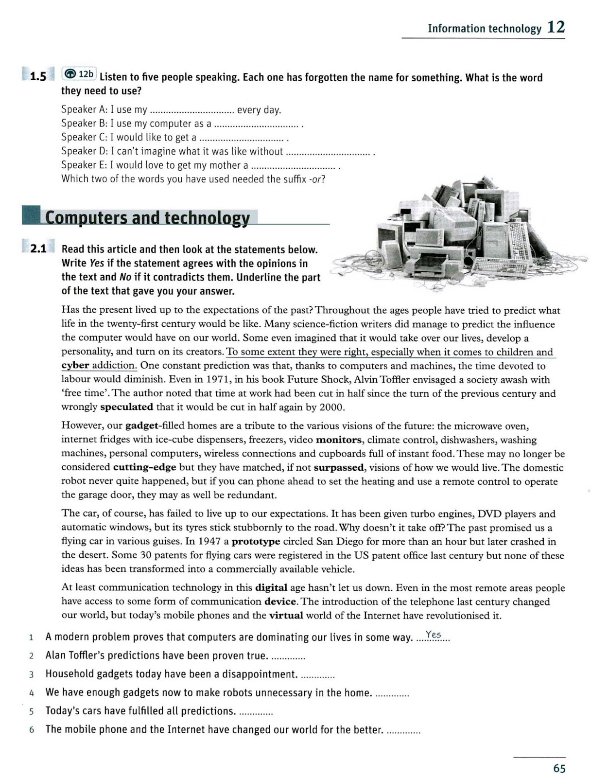 Unit 12 Information technology: Telecommunications, computers and technology