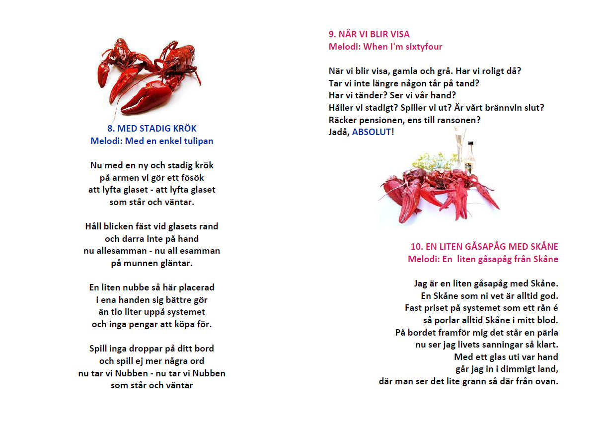 En svensk tiger i Oslo - och lite varstans: Vishäfte med snapsvisor ...