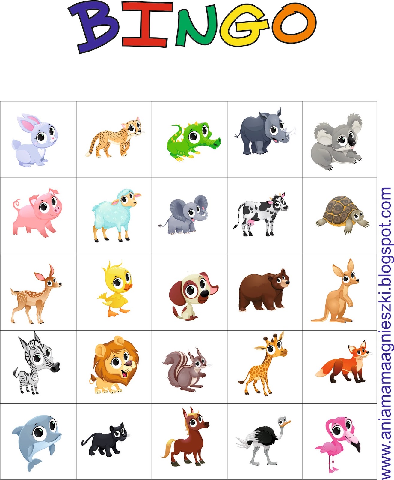 Ania mama Agnieszki: Bingo - gra dla dzieci - szablony do druku.