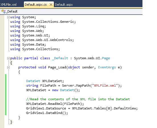 .Net Tutorial: How to bind a XML file to a GridView using Asp.net C#