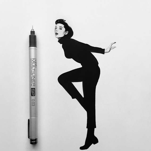 Audrey Hepburn Ink Drawing
