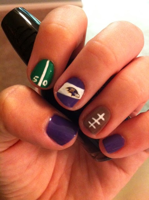 Miscellaneous Manicures: Baltimore Ravens Nails - Week 1